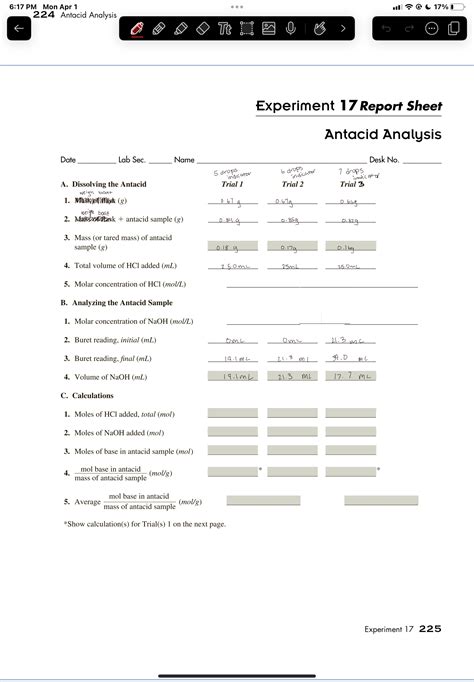 617 ﻿pm Mon Apr 1224 ﻿antacid Analysisexperiment 17