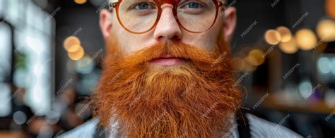 Premium Photo Man With Red Beard And Glasses