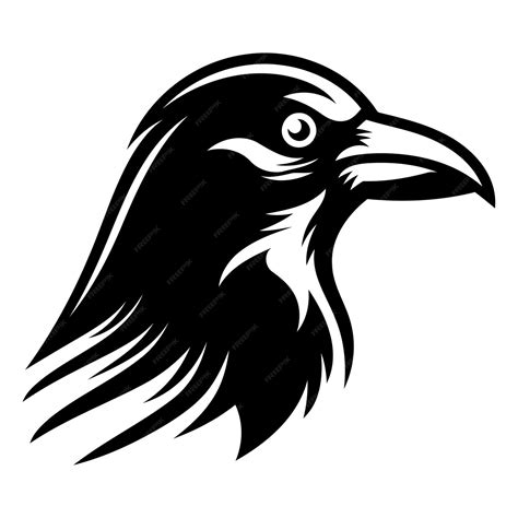 A Bold And Striking Silhouette Of A Ravens Head In Black And White
