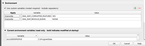 Environment Custom Variables Checkuncheck Option · Issue 47005 · Qgis