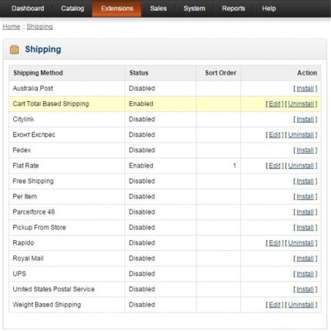 Opencart Cart Total Order Amount Based Shipping