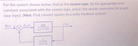 Solved For The System Shown Below Find A The System Type Chegg