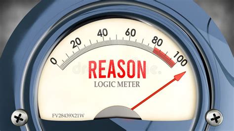 Reason And Logic Meter That Is Hitting A Full Scale Showing A Very High Level Of Reason Stock