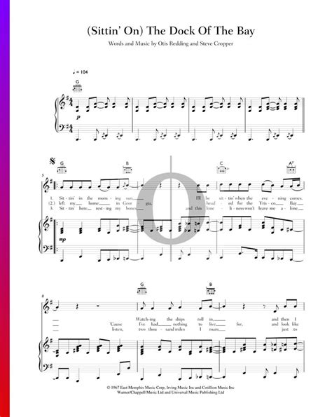 Sittin On The Dock Of The Bay Otis Redding Piano Sheet Music Oktav