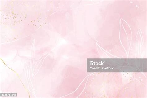 금 꽃 장식 요소와 추상 먼지 장미 홍당무 액체 수채화 배경 파스텔 핑크 대리석 알코올 잉크 그리기 효과 황금 라인과 가지 벡터 일러스트레이션 배경 주제에 대한 스톡 벡터