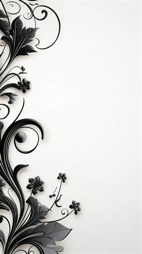 Premium Photo A Typical Black And White Scroll Pattern Copy Space Floral Design Generative Ai