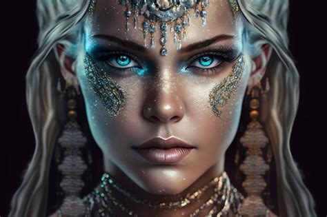 Premium Ai Image Portrait Of A Beautiful Girl Queen Of Diamonds