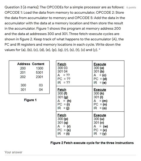 Solved Question 3 6 Marks The Opcodes For A Simple Processor Are As