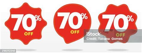 태그 스티커 빨간 풍선 70 할인 가격 비즈니스 소셜 미디어 기호 판매 포스터 백분율 가치 특별 제안 벡터 아이콘 Publicity Event에 대한 스톡 벡터 아트 및