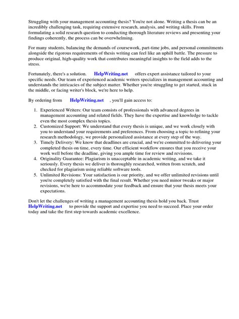 Management Accounting Thesis Sample Pdf Management Accounting Accounting
