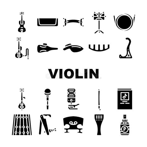 Violin String Musical Instrument Icons Set Vector Stock Vector Illustration Of Machine