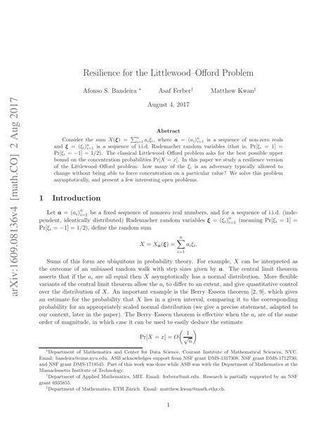 Pdf Resilience For The Littlewood Offord Problem