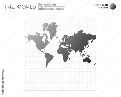 Vector Map Of The World Spherical Mercator Projection Of The World Grey Shades Colored