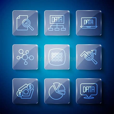 Set Line Financial Growth Pie Chart Infographic Data Analysis Binary Code Mind Map Document