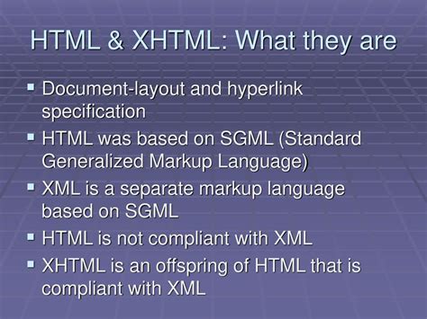html xhtml and the world wide web ppt download