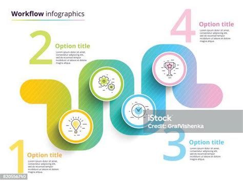 비즈니스 프로세스 차트 4 단계 동그라미와 인포 그래픽입니다 원형 기업 워크플로 그래픽 요소입니다 회사 순서도 프레 젠 테이 션