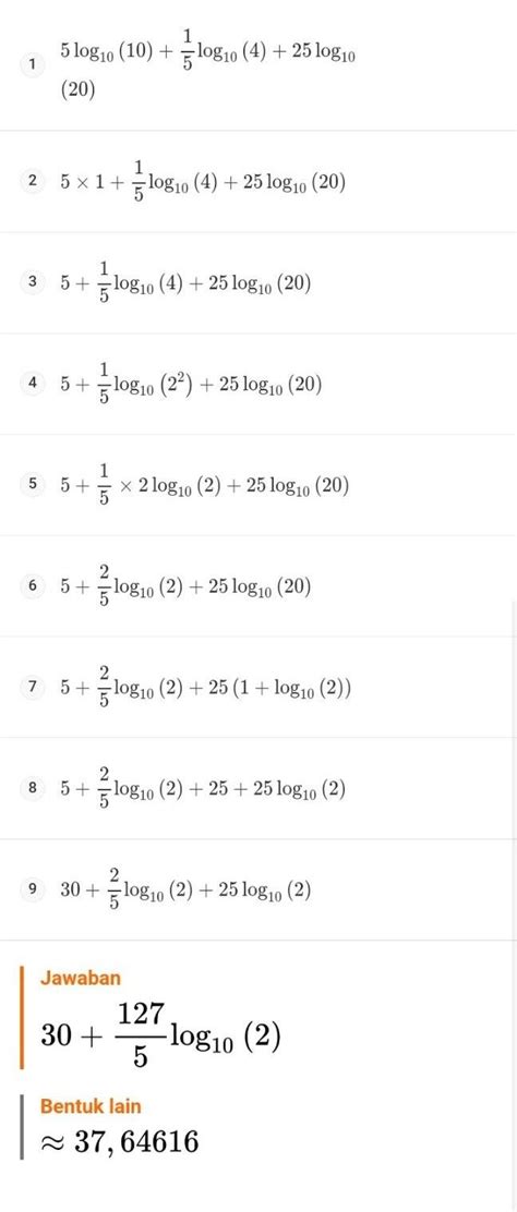 ⁵log10 1 5log 4 ²⁵log 20