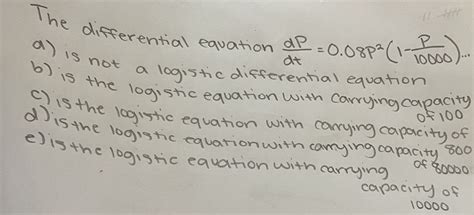 Solved The Differential Equation Dp Dt