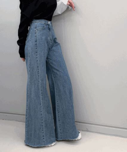 리던 사이드절개 롱다리 와이드 데님 팬츠 밑단컷팅 가을청바지 키큰녀 데일리데님 하이웨스트 에이블리