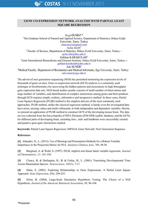 Pdf Gene Co Expression Network Analysis With Partial Least Square Regression