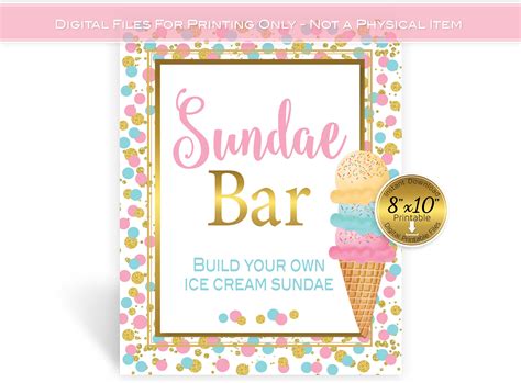 Ice Cream Sundae Bar Signs