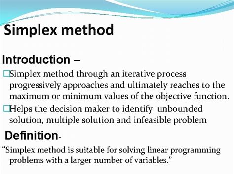 Lpp Simplex Method Simplex Method Introduction Simplex Method