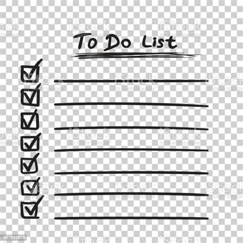목록을 아이콘을 손으로 그린된 텍스트 점검 표 고립 된 배경에 플랫 스타일 작업 목록 벡터 일러스트 레이 션 알림목록에 대한 스톡 벡터 아트 및 기타 이미지 Istock