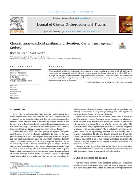 Pdf Chronic Trans Scaphoid Perilunate Dislocation Current Management Protocol