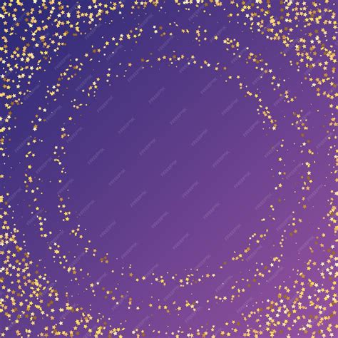 네온 퍼플 배경에 스타 스팽글 색종이 격리 된 평면 생일 카드입니다 골든 스타 배너 크리스마스 파티 프레임 상품권 선물 카드 템플릿입니다 벡터 골드 반짝이입니다
