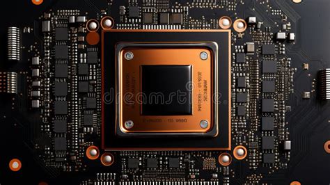 Close Up View Of A High Performance Computer Graphics Processing Unit On A Circuit Board Stock