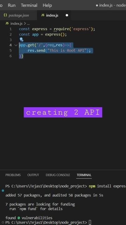 Lets Create Api In Nodejs Using Express In Just 30 Secs Developer Nodejs Api Shorts Youtube