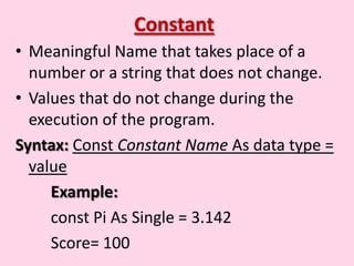 Variable Constant Operators And Control Statement PPTX Programming Languages Computing