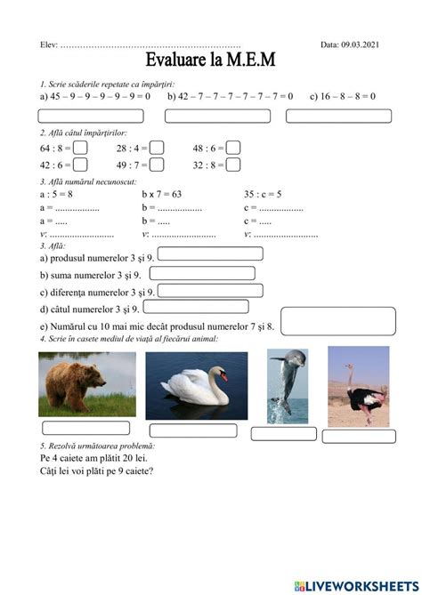 Test Maths Worksheet Live Worksheets