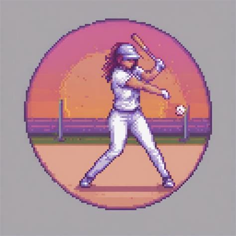 Pixel Art Baseball Player Swinging Bat At Ball Premium Ai Generated Image