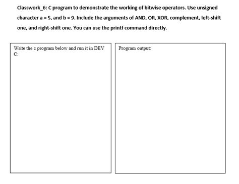 Solved Classwork6 C Program To Demonstrate The Working Of