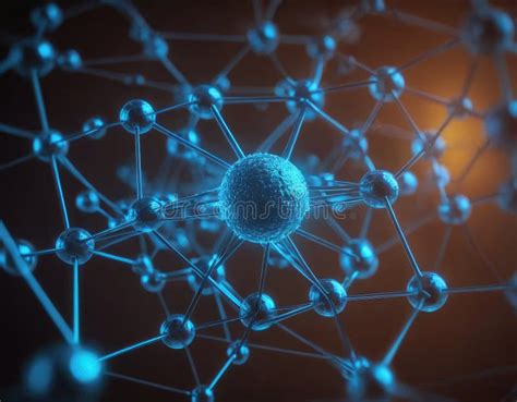 Molecule Atom Model Abstract Structure From Blue Glowing Dots Science And Medical Concept Stock