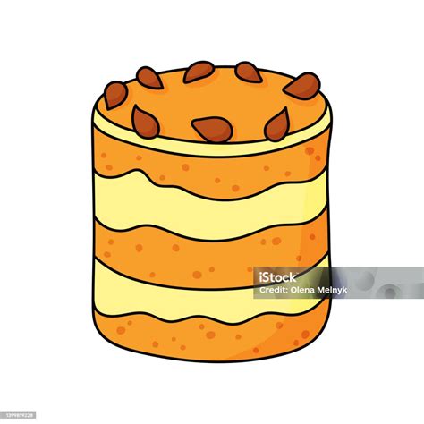 예쁜 낙서 케이크 메뉴 카페 비스트로 레스토랑 다방 빵집 라벨 포스터 배너 전단지 및 포장을위한 스케치 요소를 디자인하십시오 흰색 배경에 벡터 다채로운 일러스트레이션 갈색에