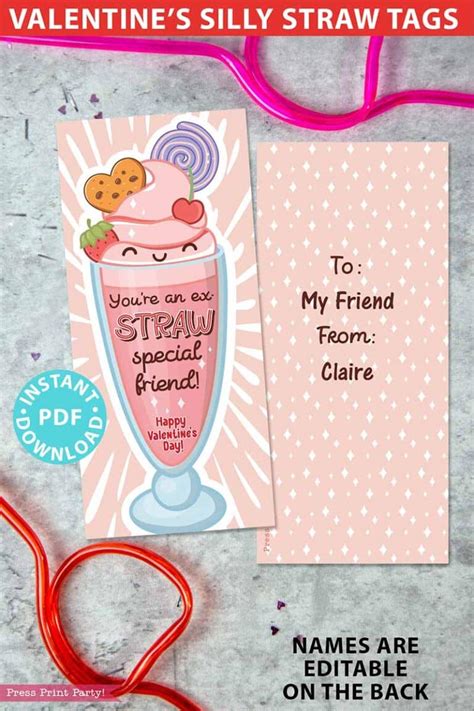 Silly Straw Valentine Cards Ex Straw Special Friend