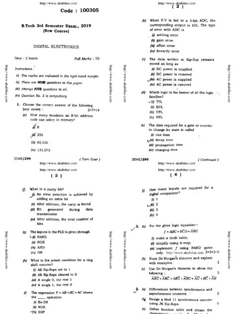 Btech 3 Sem Digital Electronics 100305 2019 Pdf
