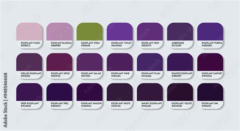 Eggplant Color Palette Eggplant Color Guide Palette With Color Names Catalog Samples Of Purple