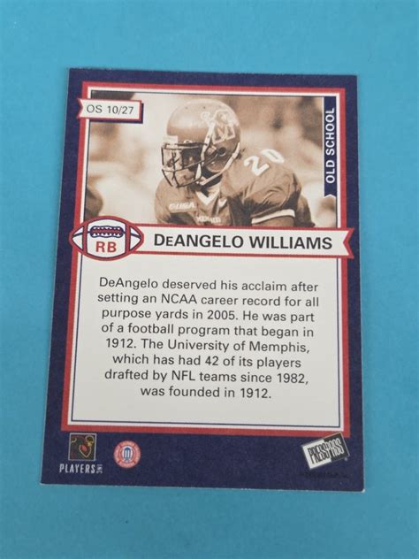 2006 Press Pass Se Old School Os10 Deangelo Williams Memphis Football