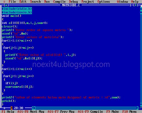 C Program To Calculate Sum Of Elements Below Main Diagonal Of Square Matrix Noexit U