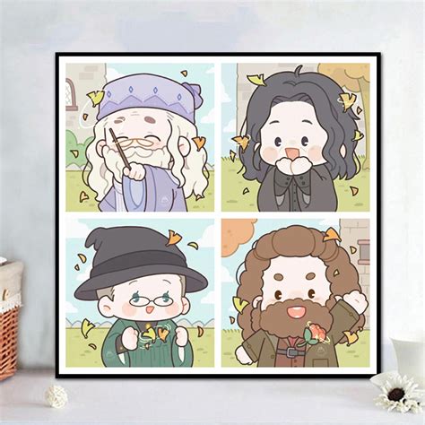 四宫格哈利波特diy数字油画手绘填色丙烯油彩画卡通动漫装饰画 虎窝淘