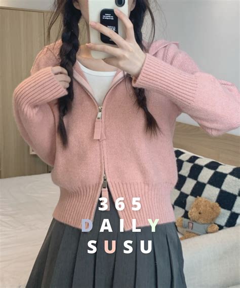 수수 💖오늘만특가💖 크롭 후드집업 숏 골지 니트 가디건 5col