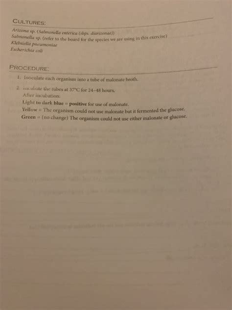 Lab 32 Utilization Of Malonate Introduction The