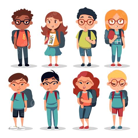 الطلاب في الطابور المتجه ملصقات Clipart لطلاب المدارس الثانوية مع