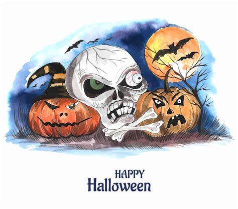 할로윈 밤 배경 호박과 어두운 성 디자인 무료 벡터