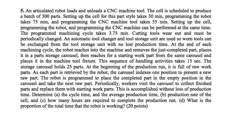 Solved An Articulated Robot Loads And Unloads A CNC Machine Chegg