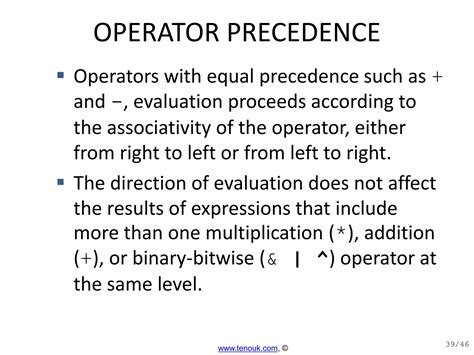 Operator Precedence And Associativity Ppt