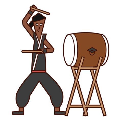 일본 드럼을 연주하는 사람 여성의 그림 무료 일러스트 소재집 Kukukeke